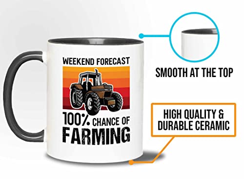 Bubble Hugs Farmer Birthday Two Tone Black Edition Coffee Mug 11oz - Forecast Farming - Dry Farming Farm ranch Market Garden Agricultural Seed Drill Acre Hay Tractor Farmer Crops