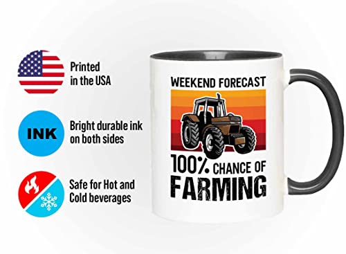 Bubble Hugs Farmer Birthday Two Tone Black Edition Coffee Mug 11oz - Forecast Farming - Dry Farming Farm ranch Market Garden Agricultural Seed Drill Acre Hay Tractor Farmer Crops