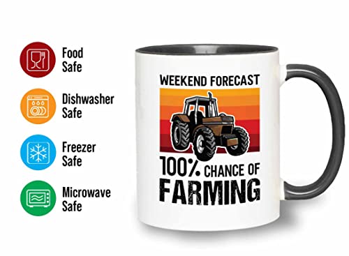 Bubble Hugs Farmer Birthday Two Tone Black Edition Coffee Mug 11oz - Forecast Farming - Dry Farming Farm ranch Market Garden Agricultural Seed Drill Acre Hay Tractor Farmer Crops