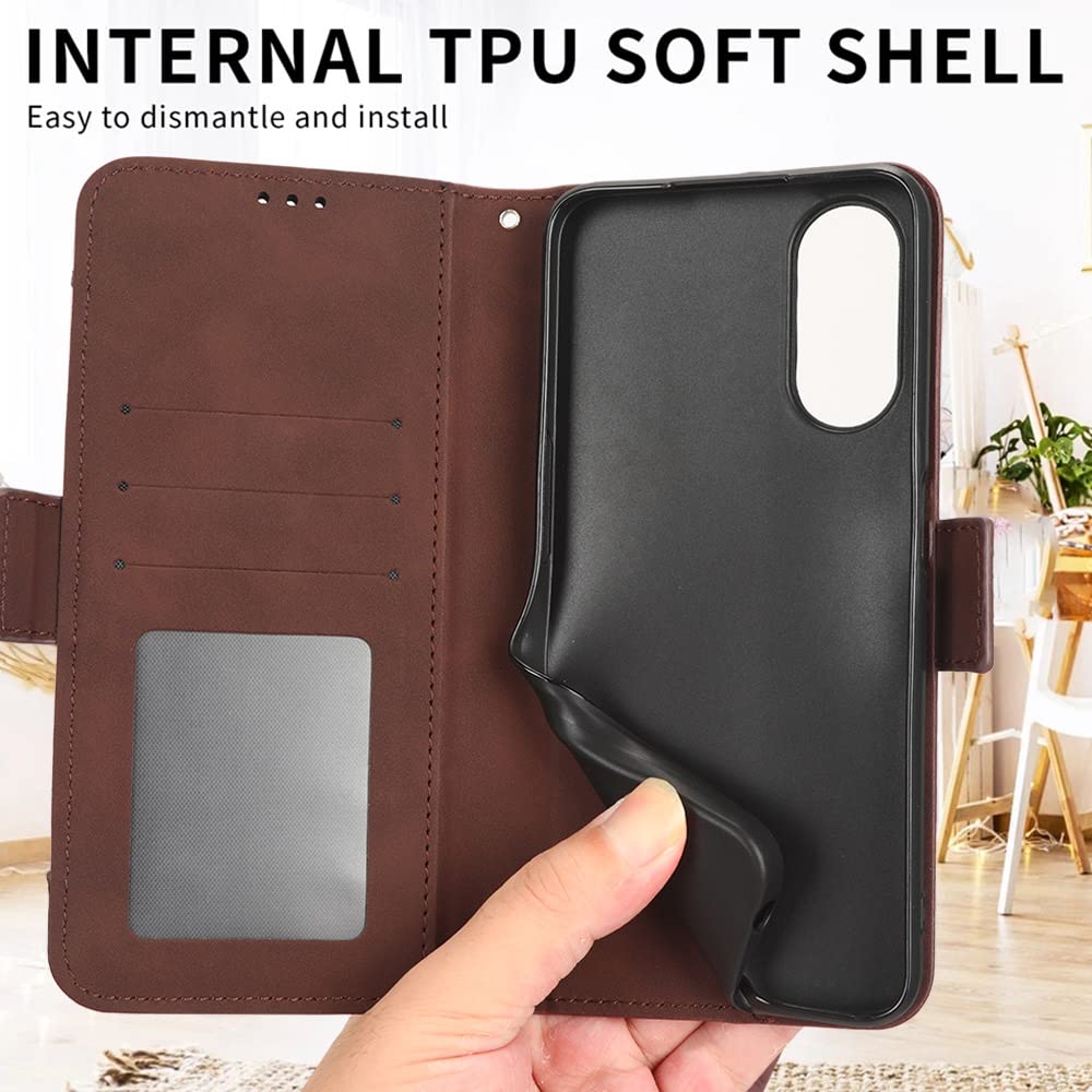 Compatible with Sony Xperia 1 III Case,PU Leather Kickstand Card Holders Compatible with Sony Xperia 1 III Flip Magnetic Closure Protection Phone Wallet Cover Brown