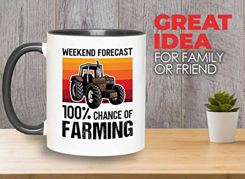 Bubble Hugs Farmer Birthday Two Tone Black Edition Coffee Mug 11oz - Forecast Farming - Dry Farming Farm ranch Market Garden Agricultural Seed Drill Acre Hay Tractor Farmer Crops