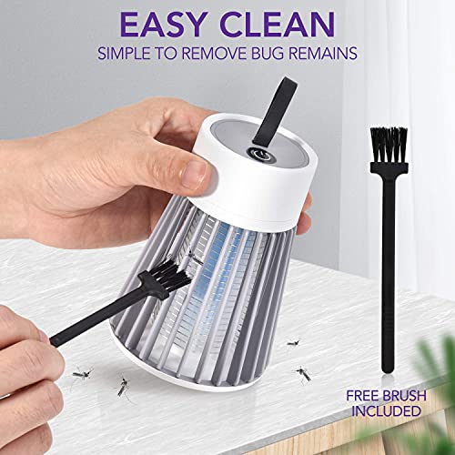 Bug Zapper Mosquito Zapper & Fly Zapper Portable Indoor Bug Zapper LED Fly Trap Electronic Fly Zapper Indoor Mosquito Trap Ideal for Fly Traps Indoors Super-Fast Electric Bug Zapper(Grey)