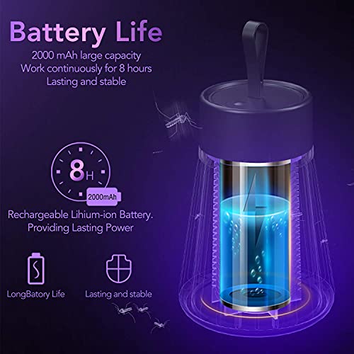 Bug Zapper Mosquito Zapper & Fly Zapper Portable Indoor Bug Zapper LED Fly Trap Electronic Fly Zapper Indoor Mosquito Trap Ideal for Fly Traps Indoors Super-Fast Electric Bug Zapper(Grey)