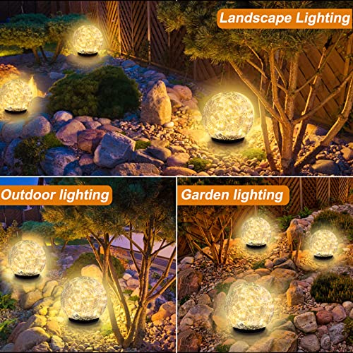 Solar Lights Outdoor, 2 Pack 40 LED Cracked Glass Solar Garden Lights, Waterproof Solar Ground Lights for Yard, Patio, Walkway, Lawn, Pathway, Solar Outdoor Decorative Lights (4.7 Inch, Warm White)