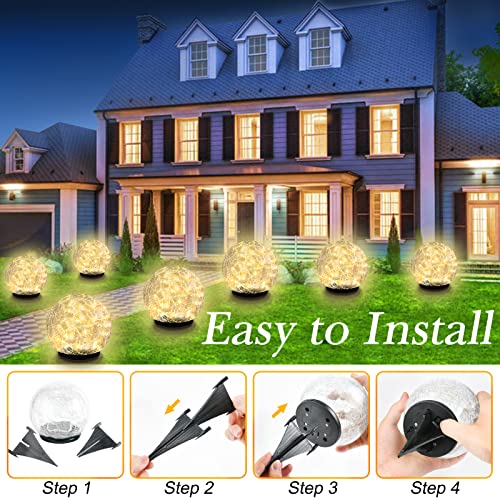 Solar Lights Outdoor, 2 Pack 40 LED Cracked Glass Solar Garden Lights, Waterproof Solar Ground Lights for Yard, Patio, Walkway, Lawn, Pathway, Solar Outdoor Decorative Lights (4.7 Inch, Warm White)