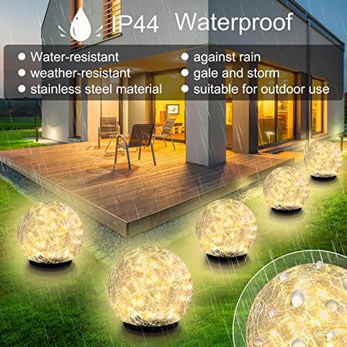 Solar Lights Outdoor, 2 Pack 40 LED Cracked Glass Solar Garden Lights, Waterproof Solar Ground Lights for Yard, Patio, Walkway, Lawn, Pathway, Solar Outdoor Decorative Lights (4.7 Inch, Warm White)