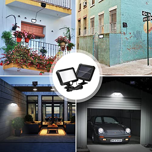 Bellanny Solar Outdoor Flood Light, 6500K 56 LEDs Dusk to Dawn Motion Sensor Light with 16.5ft Cable, IP65 Waterproof Wall Security Light with Separated Solar Panel, for Indoor, Outside, Yard, Garden