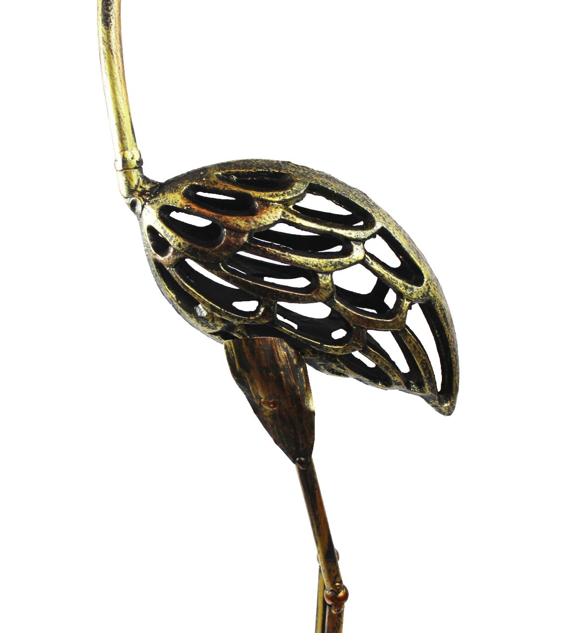 Seraphic Cast Iron Garden Decor Crane Bird Statues, Rustic Bronze, Set of 2