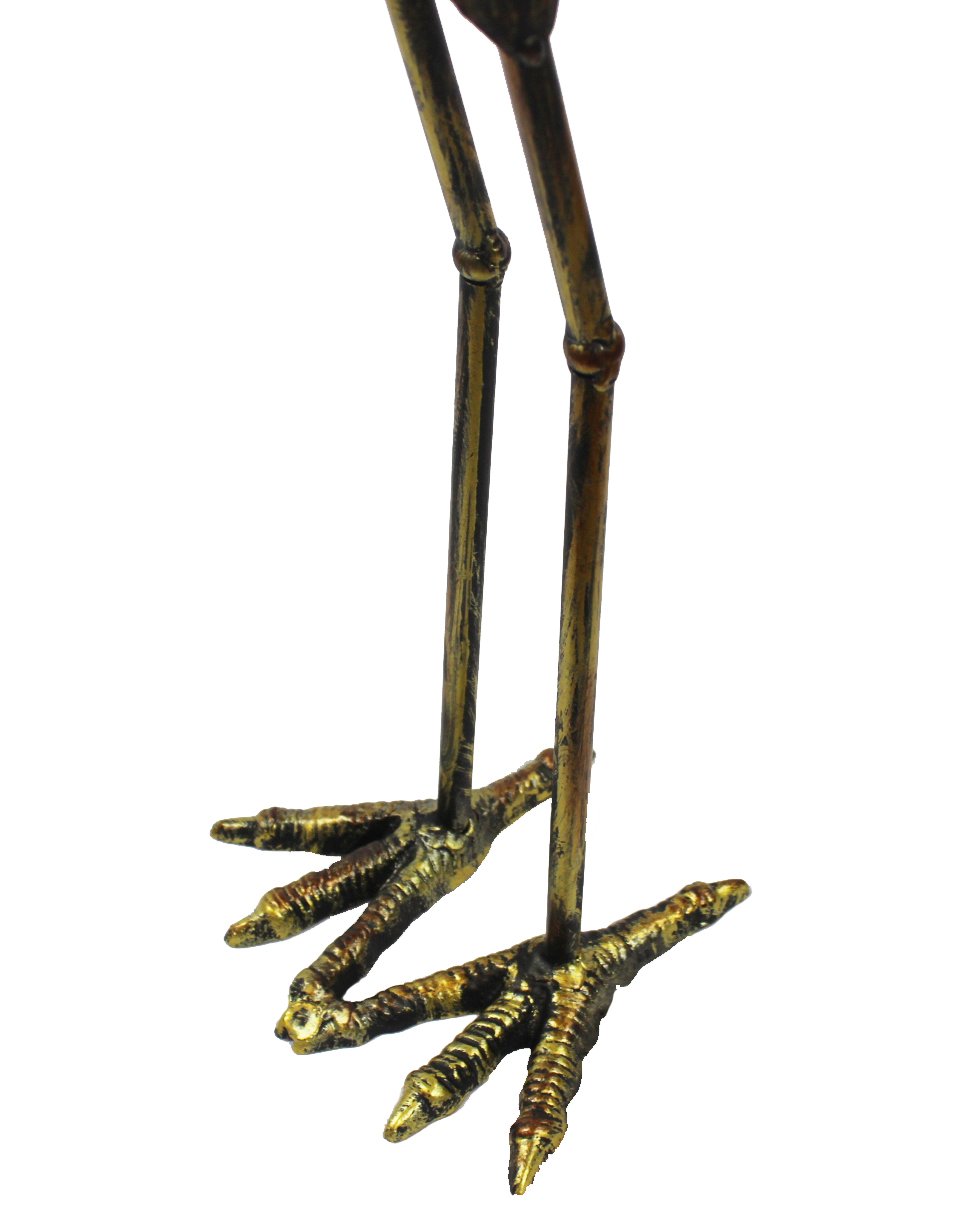 Seraphic Cast Iron Garden Decor Crane Bird Statues, Rustic Bronze, Set of 2