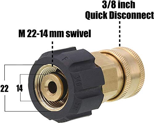 LOVHO Pressure Washer Adapter Set M22-14MM to 3/8 Inch Quick Connector 3 Pcs
