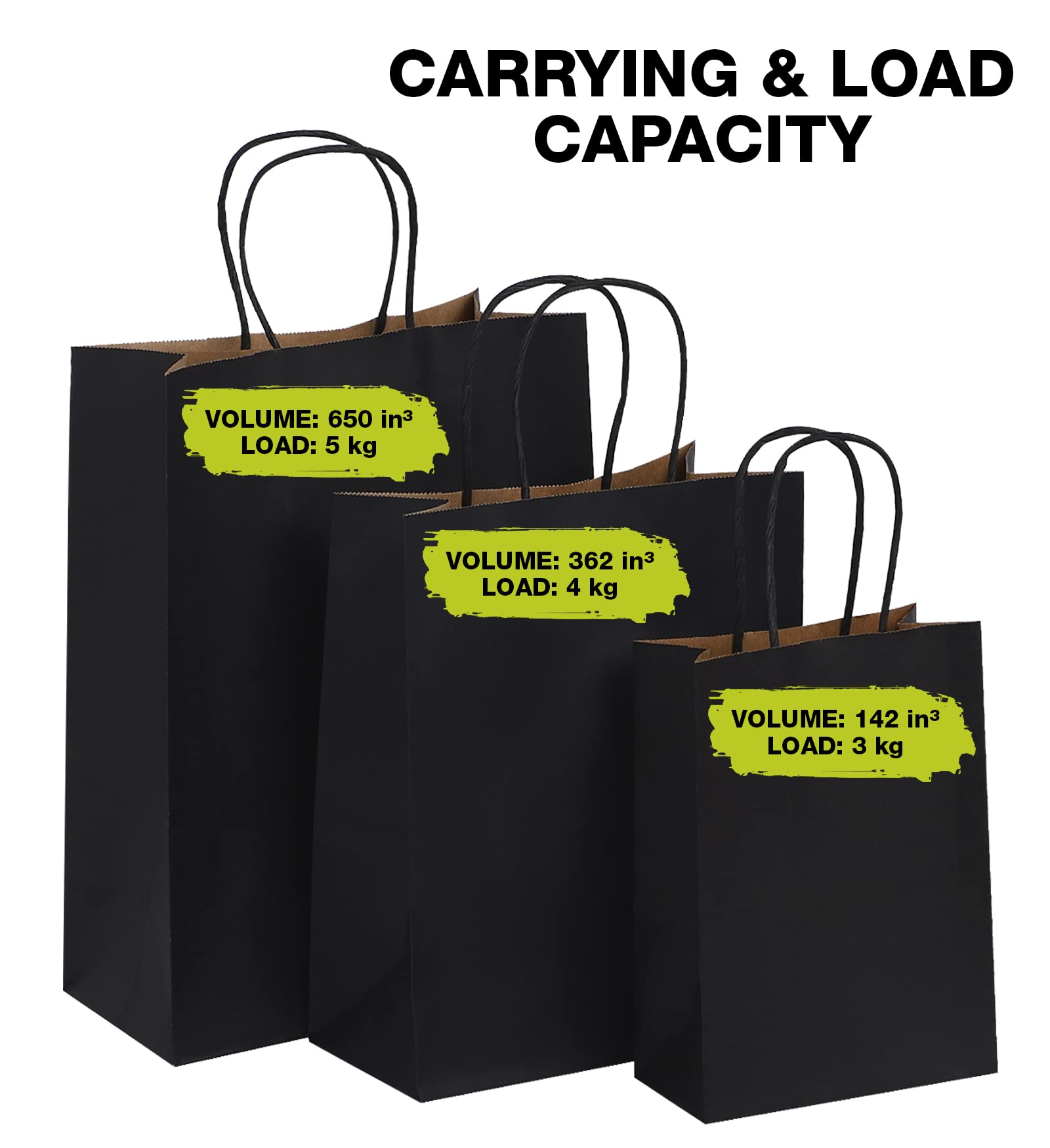 Packanewly Kraft Paper Bags with Handles, 75 PCS Black - Eco-Friendly Gift Bags - Mixed Sizes: Small, Medium & Large for Retail, Gift, Shopping, Wedding, Birthday & Parties