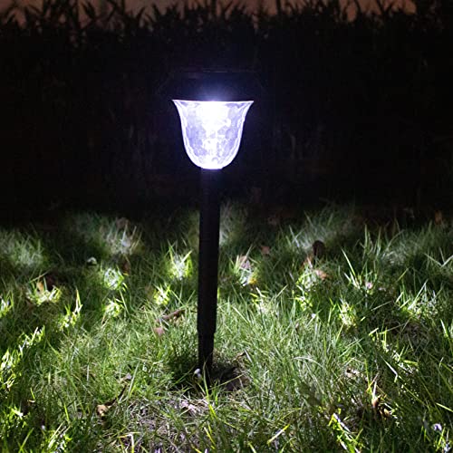 4 Pack Christmas Solar Pathway Lights Cool White Solar Path Lights Outdoor Auto On/Off Lights Waterproof Christmas Garden Lights Solar Landscape Lighting for Pathway, Garden, Driveway, Backyard Decor