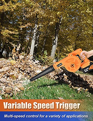 Blower Cordless,with 21V 4.0 Ah Lithium Battery Powered , 2 in 1 Sweeper & Vacuum for Clearing Dust,,Car Vacuum, Patio/Deck/Garden Cleaning, Garage Dusting