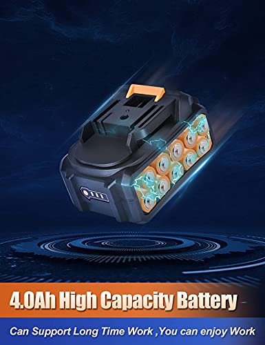 Blower Cordless,with 21V 4.0 Ah Lithium Battery Powered , 2 in 1 Sweeper & Vacuum for Clearing Dust,,Car Vacuum, Patio/Deck/Garden Cleaning, Garage Dusting