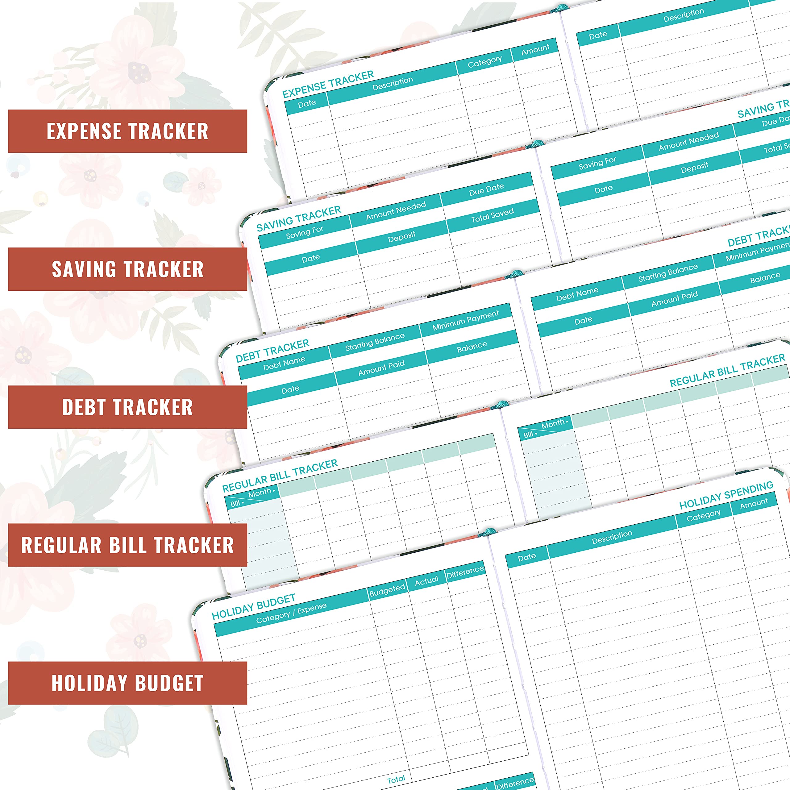 Budget Planner - 12 Month Financial Organizer, Expense Tracker, Undated Finance Planner & Bill Organizer, 5.5" x 8.2" Monthly Budget Book, Account Book, Start Anytime, Pen Loop, Stickers