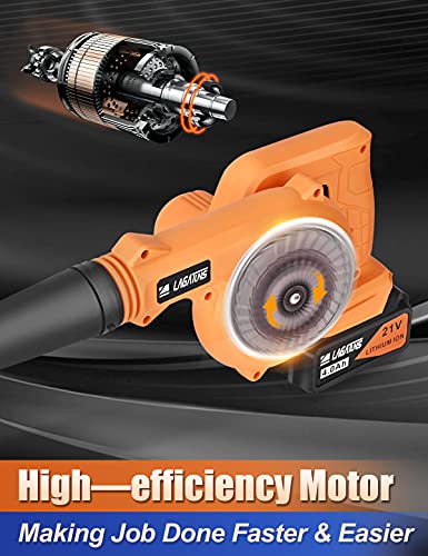 Blower Cordless,with 21V 4.0 Ah Lithium Battery Powered , 2 in 1 Sweeper & Vacuum for Clearing Dust,,Car Vacuum, Patio/Deck/Garden Cleaning, Garage Dusting