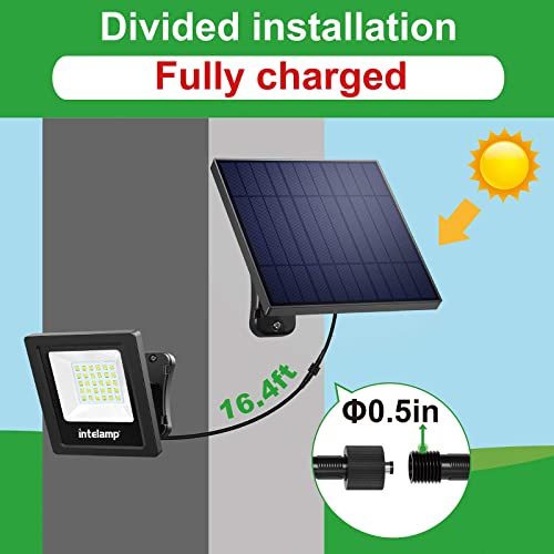 intelamp Solar Powered Lights Outdoor, Solar Flood Lights Outdoor Bright Solar Security Light Dusk to Dawn Auto On/Off IP65 Waterproof for Wall Porch Balcony Yard Garage Barn Garden Pathway Doorway