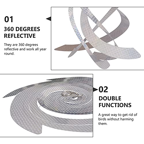 Happyyami Reflective Spiral Rods for Bird Garden Bird Rods Hanging Revolving Bird Pendants for Lawn Balcony Pathway Walkway Silver 3pcs