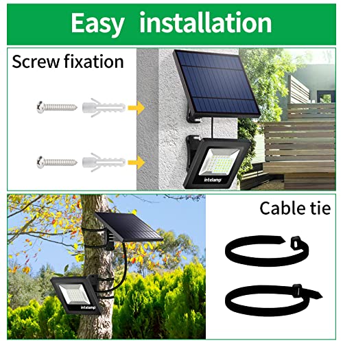 intelamp Solar Powered Lights Outdoor, Solar Flood Lights Outdoor Bright Solar Security Light Dusk to Dawn Auto On/Off IP65 Waterproof for Wall Porch Balcony Yard Garage Barn Garden Pathway Doorway