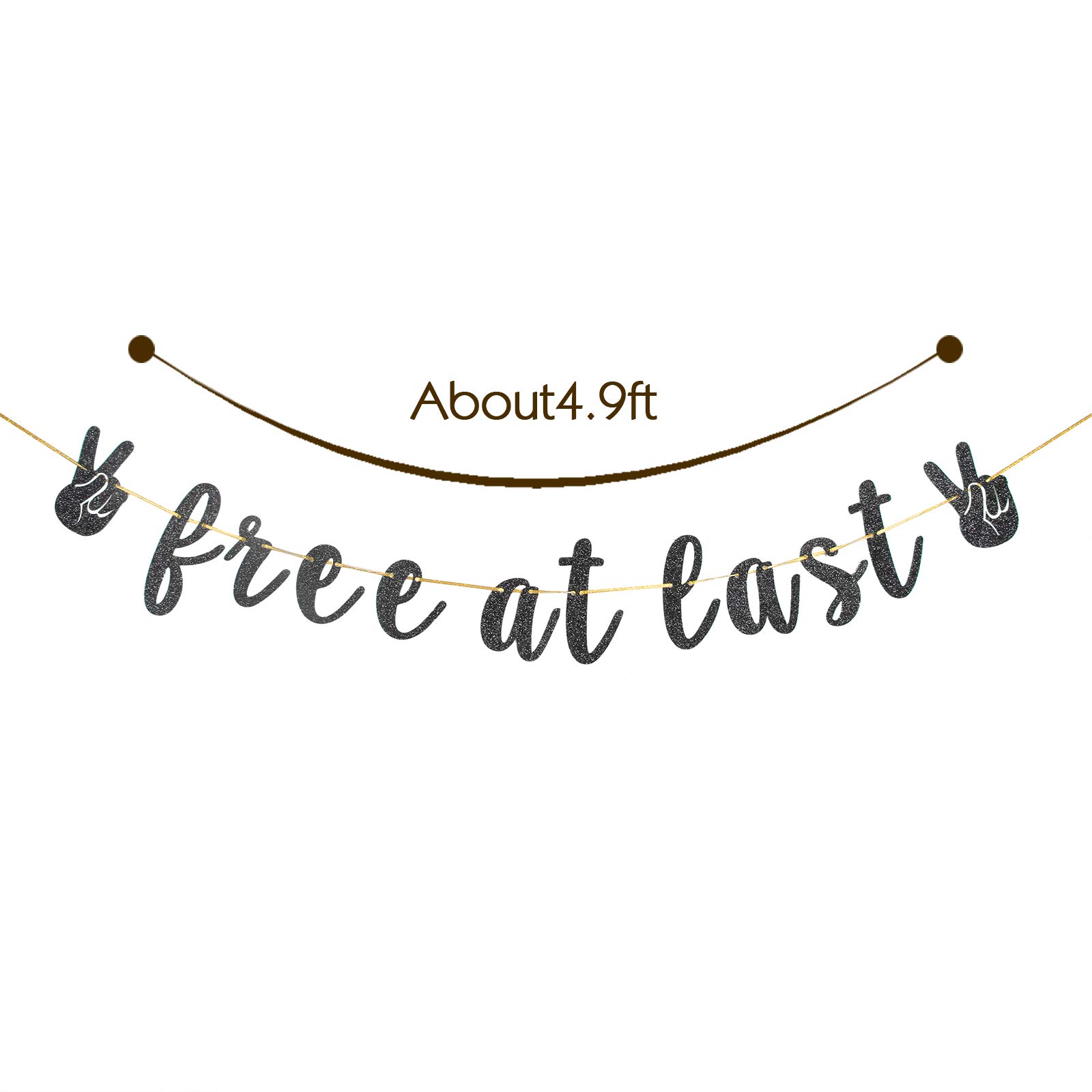 AonBon Black Free at Last Banner, Single Sign/Divorce AF/Newly Single/Broken Up/Farewell/Going Away Party Decorations