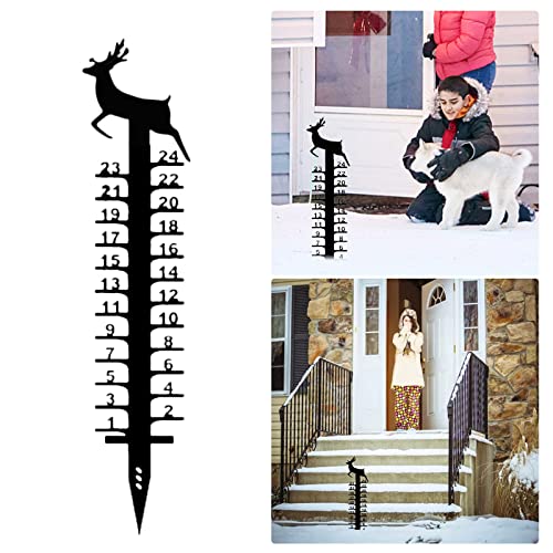 Gift 24cm Snowflake Snow Measuring Instrument Snowmobile Snow Measuring Instrument Metal Snow Measuring Ruler Outdoor Garden Ornament Saw Angle Digital (Black, One Size)