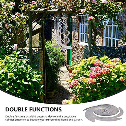 Happyyami Reflective Spiral Rods for Bird Garden Bird Rods Hanging Revolving Bird Pendants for Lawn Balcony Pathway Walkway Silver 3pcs