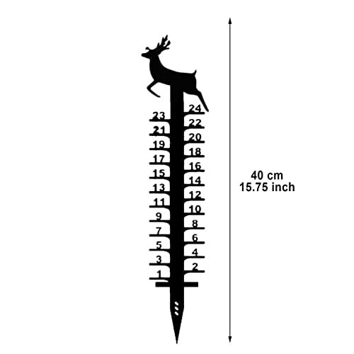 Gift 24cm Snowflake Snow Measuring Instrument Snowmobile Snow Measuring Instrument Metal Snow Measuring Ruler Outdoor Garden Ornament Saw Angle Digital (Black, One Size)