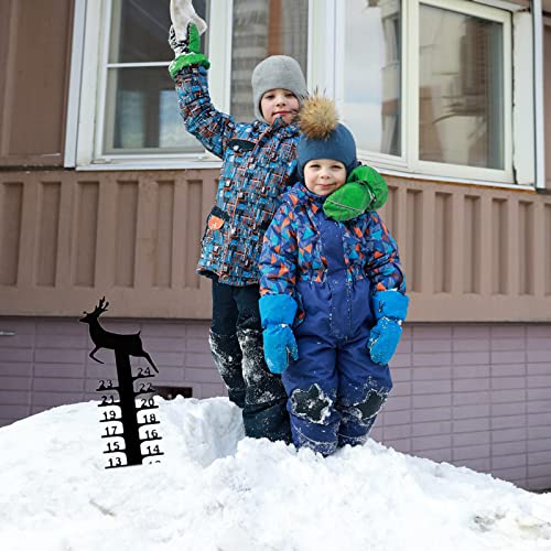 Gift 24cm Snowflake Snow Measuring Instrument Snowmobile Snow Measuring Instrument Metal Snow Measuring Ruler Outdoor Garden Ornament Saw Angle Digital (Black, One Size)