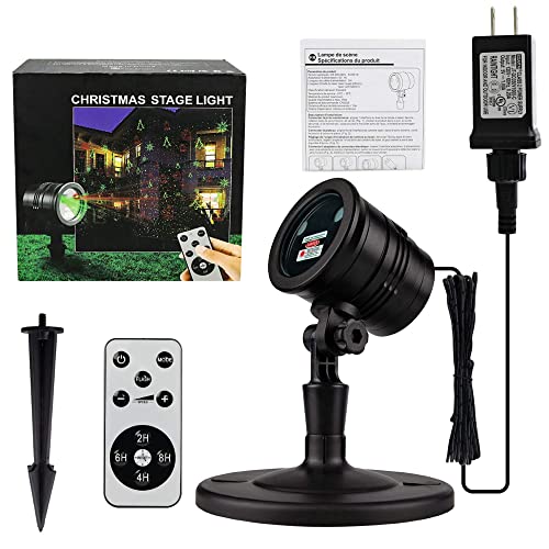 YINUO LIGHT Christmas Laser Lights, Projector Lights Landscape Spotlight Red and Green Star Show with Christmas Decorative Patterns for Indoor Outdoor Garden Patio Wall