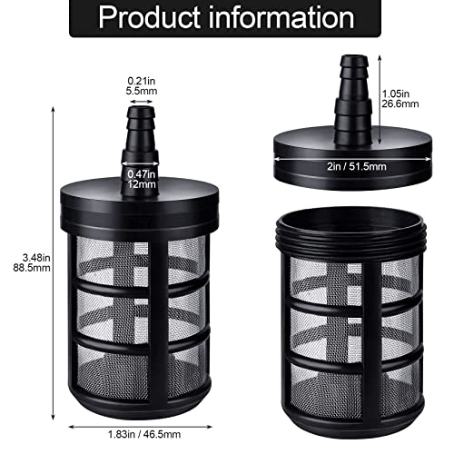 OIIKI 8PCS Black Household Hose Filters, Stainless Steel Encryption Filter, Water Pump Filter Connect with Water Line for Spring Water, Garden, Sprayers, Car Washers, Oil Pumps, Industrial Equipment