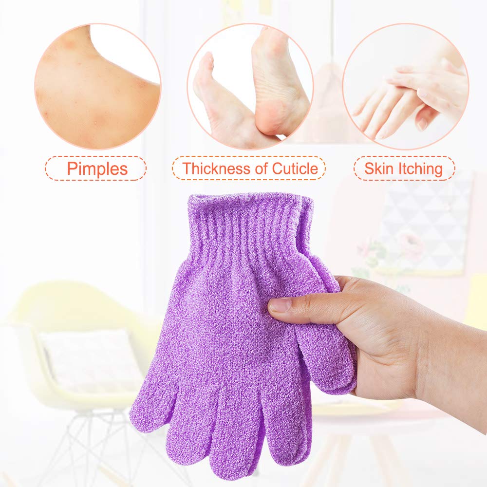 16 pcs Exfoliating Shower Gloves,Double Sided Exfoliating Bath Gloves Deep Clean Dead Skin for Spa Massage Beauty Skin Shower Body Scrubber Bathing Accessories.-8 Multi-Colors