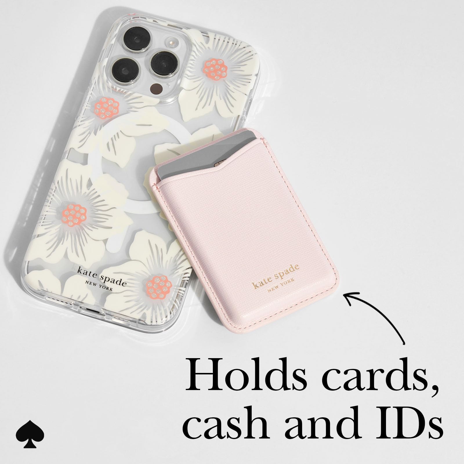 kate spade new york Magnetic Wallet/Card Holder - Compatible with MagSafe Phones and Cases - Pale Dogwood