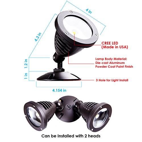 TOPELE 1100LM LED Flood Light, LED Outdoor Security Light, Exterior Flood Lights Fixture with CREE LED Source for Landscape Light, Commercial, Home, Garden, Yard, Waterproof, Brown, 5000K