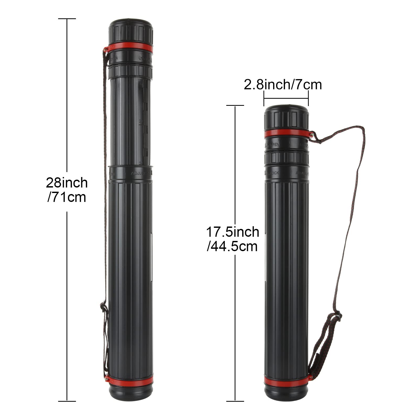 3 Pack Extendable Poster Tubes, Telescoping Art Tube, Water-Resistant Storage Tube for Documents Blueprints Artwork - Hard Plastic Black, 18 Inches to 27.5 inches with 2.75 Inch Opening
