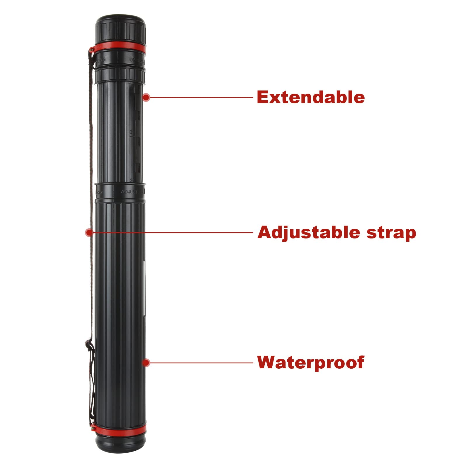 3 Pack Extendable Poster Tubes, Telescoping Art Tube, Water-Resistant Storage Tube for Documents Blueprints Artwork - Hard Plastic Black, 18 Inches to 27.5 inches with 2.75 Inch Opening
