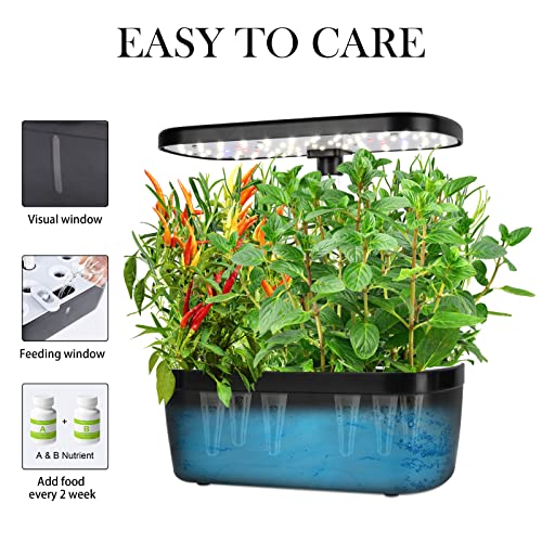 DISNILA Hydroponic Growing System Indoor Hydroponics Garden 20W 83 LED Full Spectrum Growing Light, 6Pods Smart Automatic Timer Hydrogarden for Indoor Kitchen Black