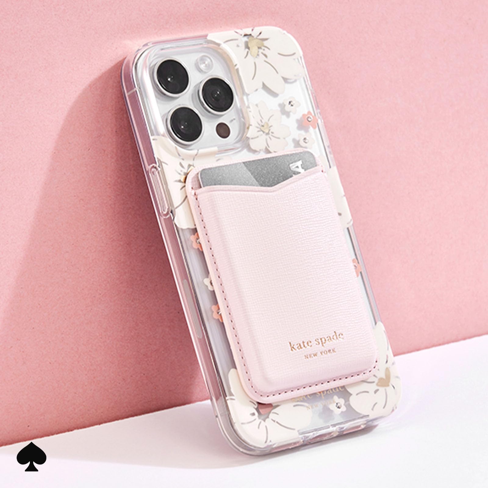 kate spade new york Magnetic Wallet/Card Holder - Compatible with MagSafe Phones and Cases - Pale Dogwood