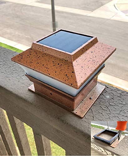 4 Pack Solar Powered Copper Outdoor Garden Deck Patio Fence Pathway Post Light for 4x4 Wood Posts
