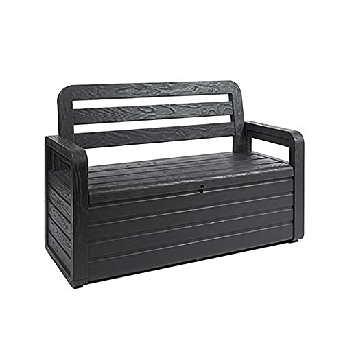 ALIDAM Deck Box Storage Box 70 Gallon Outdoor Deck Storage Box Chest Bench, Dark Gray Patio Deck Garden Furniture