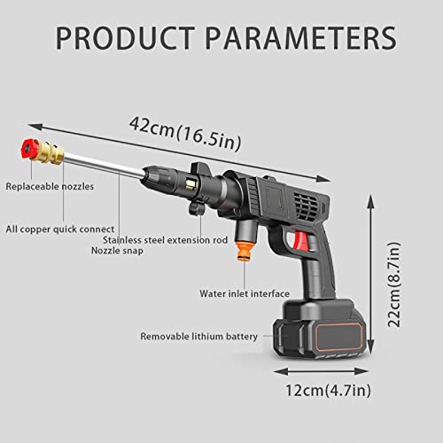 21V Cordless Pressure Washer Pump with Accessories Portable Electric Portable Power Washer for Cars Gardens Terraces Windows Cleaning Works