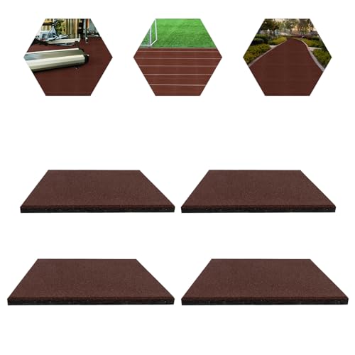 4PCS Outdoor Rubber Tiles Gym Floor Sports Deck Backyard Play Area Flooring Mat Safety Rubber Paver for Playground Home Gym Heavy Workout Equipment Flooring Indoor and Outdoor