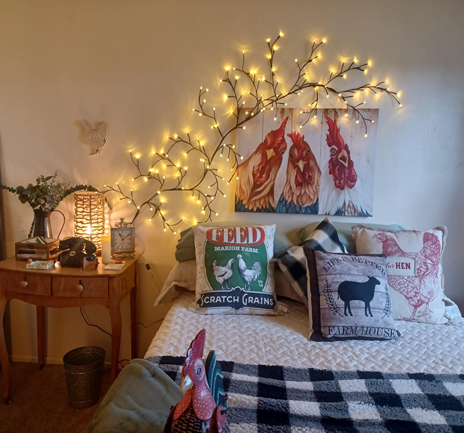 NIDISETPJAS Enchanted Willow Vine Lights with Remote, Christmas Swags Decorations Indoor Room Decor, 18 Branches 144 LEDs Lighted Willow Vine Lights for Walls Bedroom Home Decor