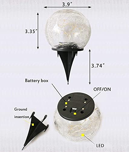 XYART Patio Solar Lights Outdoor Garden Decorative with 20 LED, Outside Solar Gazing Ball for Garden Yard Lawn (1 Pack, 3.93", Small)