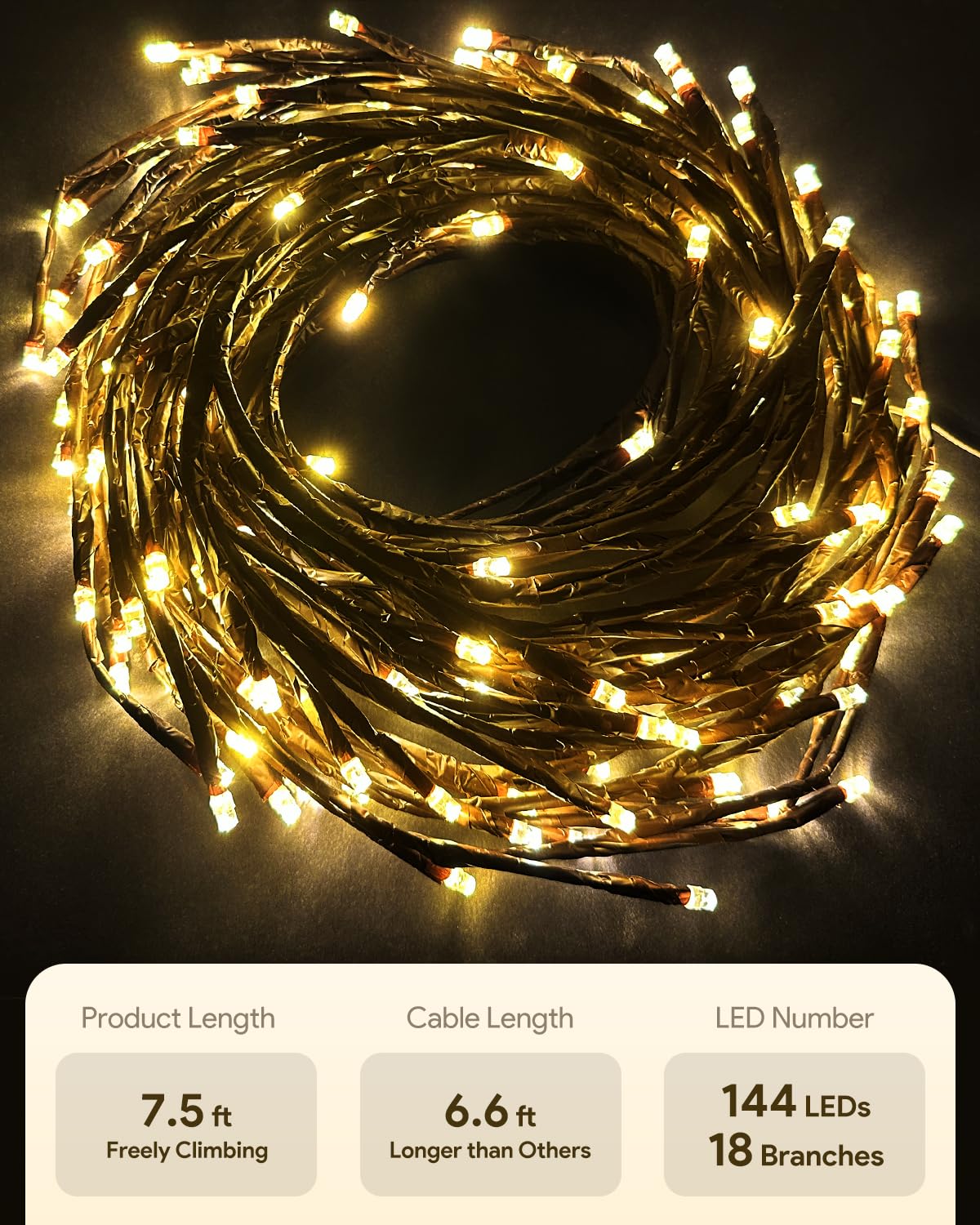 NIDISETPJAS Enchanted Willow Vine Lights with Remote, Christmas Swags Decorations Indoor Room Decor, 18 Branches 144 LEDs Lighted Willow Vine Lights for Walls Bedroom Home Decor