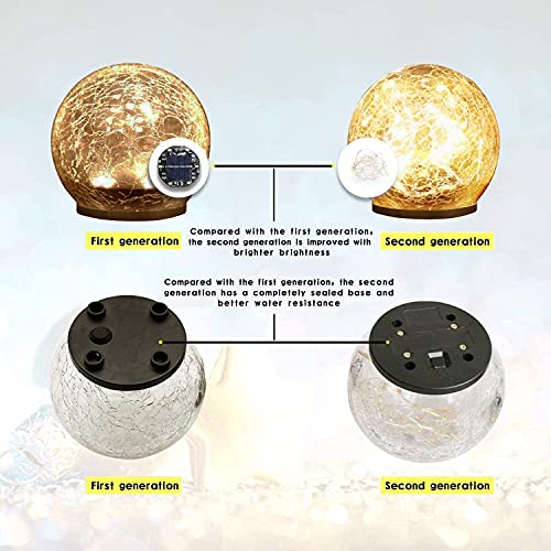 XYART Patio Solar Lights Outdoor Garden Decorative with 20 LED, Outside Solar Gazing Ball for Garden Yard Lawn (1 Pack, 3.93", Small)