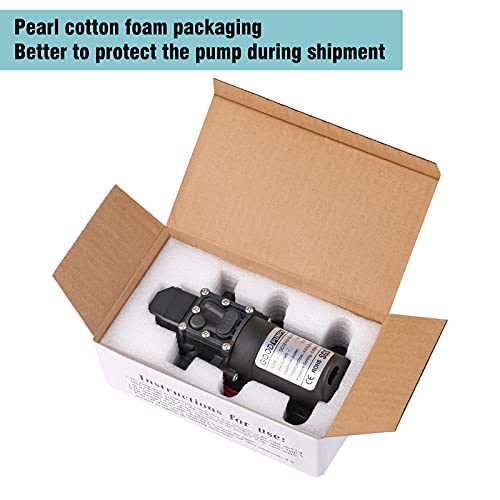 VeYocilk DC 12V Water Pump Diaphragm Pump Self Priming Sprayer Pump with Pressure Switch with 2 Hose Clamps for Garden Lawn