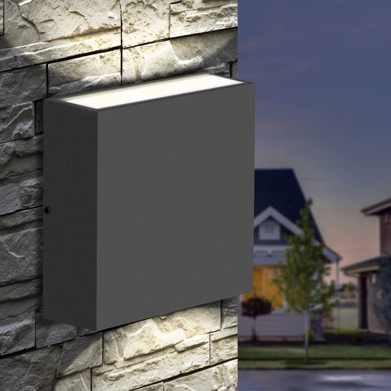 Illumishin Modern LED Wall Sconce Indoor Up Down Wall Lamp Outdoor Wall Lights Exterior Light Fixtures 12W Hallway Wall Lighting for Porch Front Door Garden Yard Patio