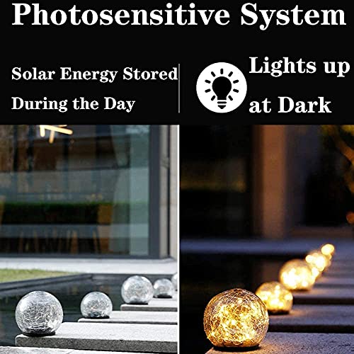 XYART Patio Solar Lights Outdoor Garden Decorative with 20 LED, Outside Solar Gazing Ball for Garden Yard Lawn (1 Pack, 3.93", Small)