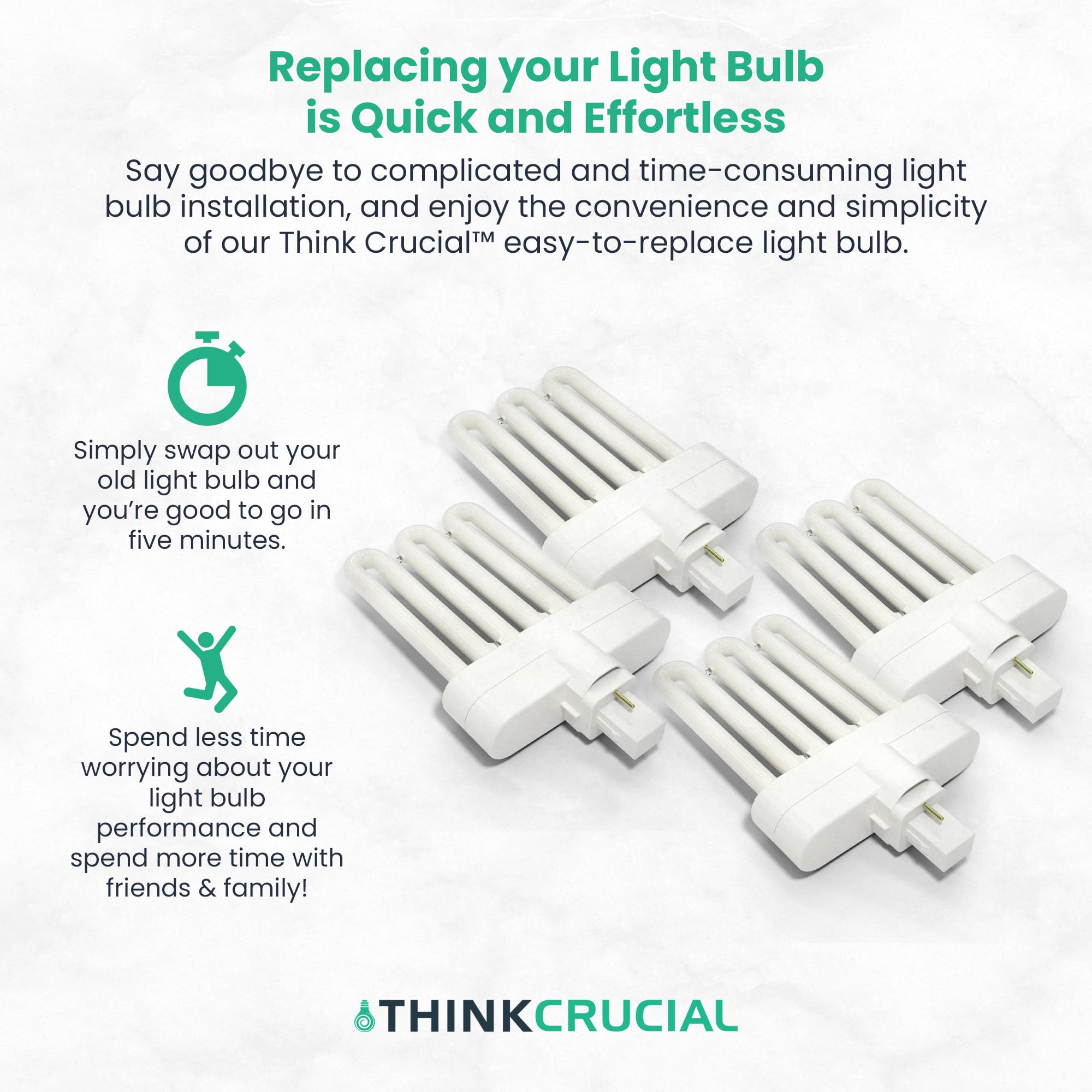 Think Crucial 4X Grow Bulb Compatible with Miracle-GRO AeroGarden B Grow Bulb, Part # 970904-0200,100340 & Models AeroGarden 3,3SL,3 Elite,6,7,Chef in A Box,Chef in A Box Elite (4 Pack)