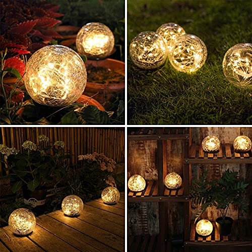 XYART Patio Solar Lights Outdoor Garden Decorative with 20 LED, Outside Solar Gazing Ball for Garden Yard Lawn (1 Pack, 3.93", Small)